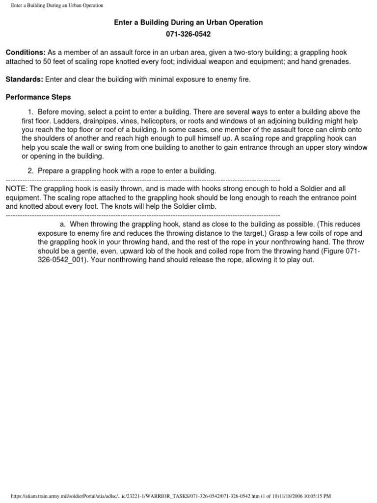 071-326-0542 Enter A Building During An Urban Operation | PDF | Rope