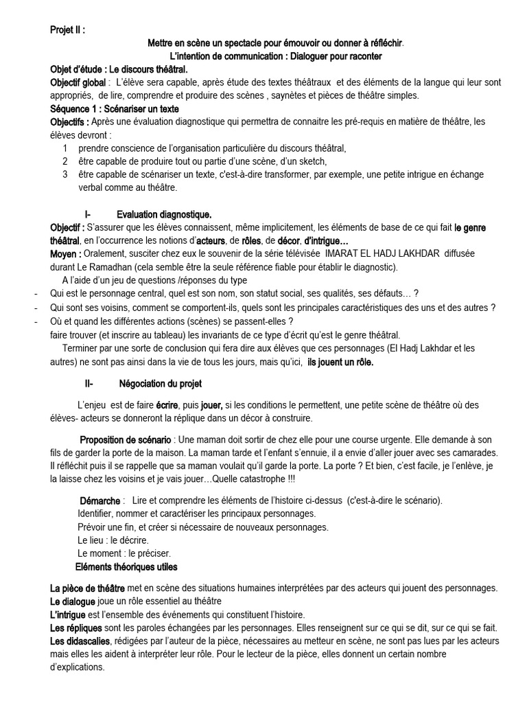 Scénariser et jouer une scène théâtrale | PDF | Phrase | Théâtre