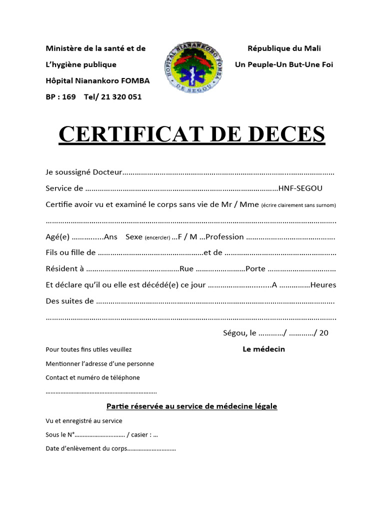 Certificat de Deces | PDF | Livres de cuisine, nourriture et vin