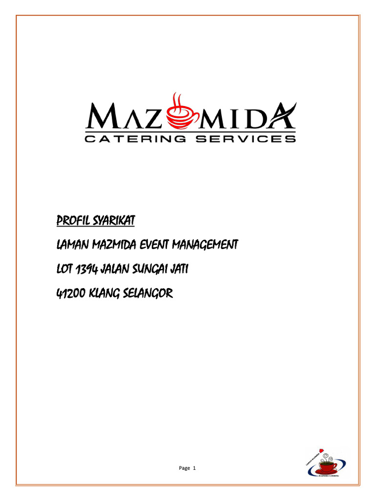 Mazmida Catering - Profile Syarikat | PDF