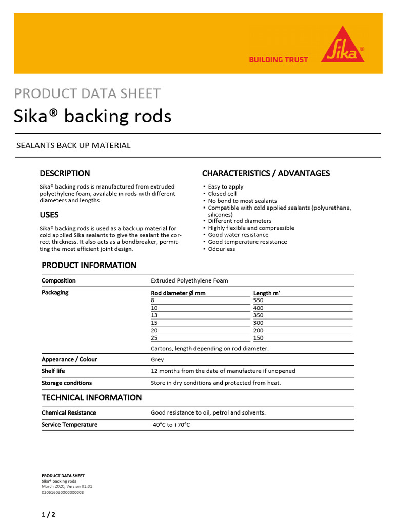 Sika Foam Rods | PDF