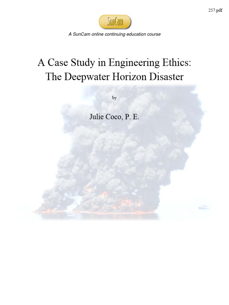 A Case Study in Engineering Ethics: The Deepwater Horizon Disaster | PDF | Deepwater Horizon Oil ...