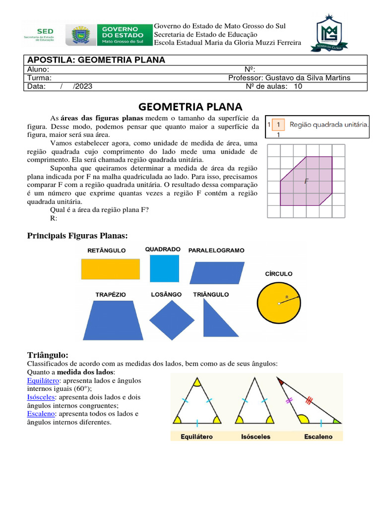 Apostila Geometria Plana | PDF | Triângulo | Geometria Elementar