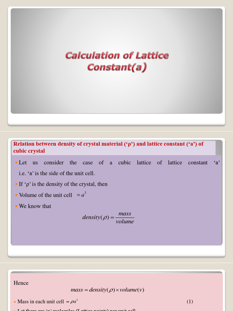 Lattice Constant and Nunericals | PDF