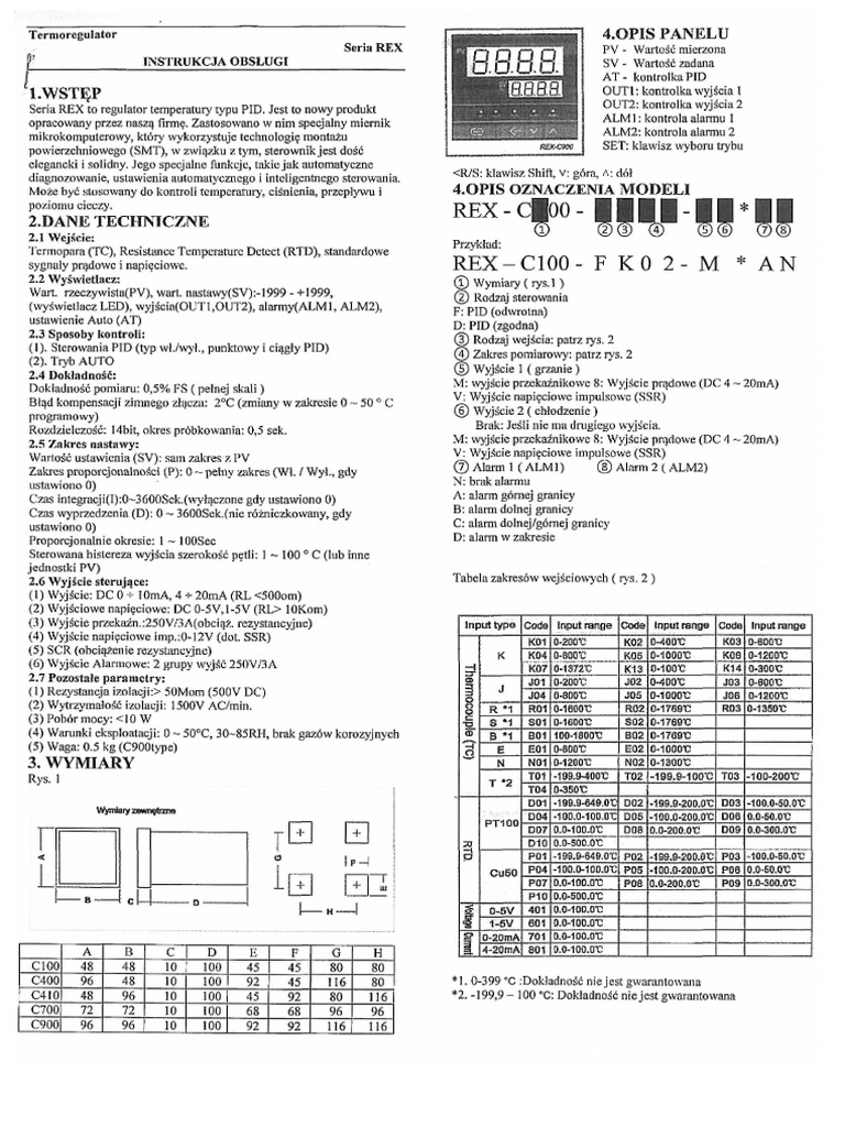 Rex C 100 Instrukcja 20356 | PDF