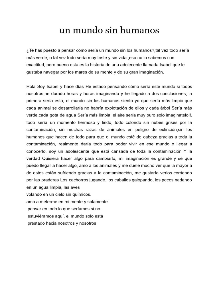 Un Mundo Sin Humanos | PDF | Sociedad