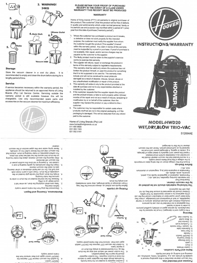 Hoover HWD20 | PDF