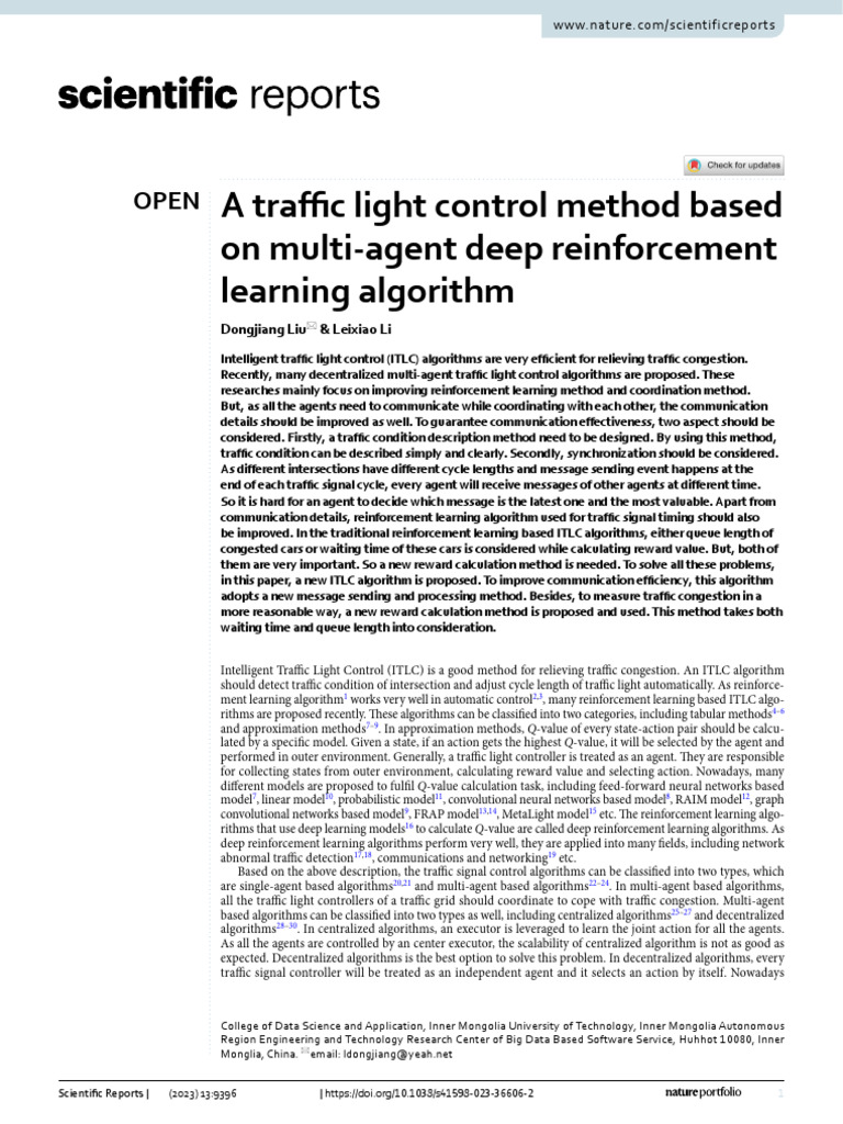 A Traffic Light Control Method Based On Multi Agent Deep Reinforcement Learning Algorithm ...