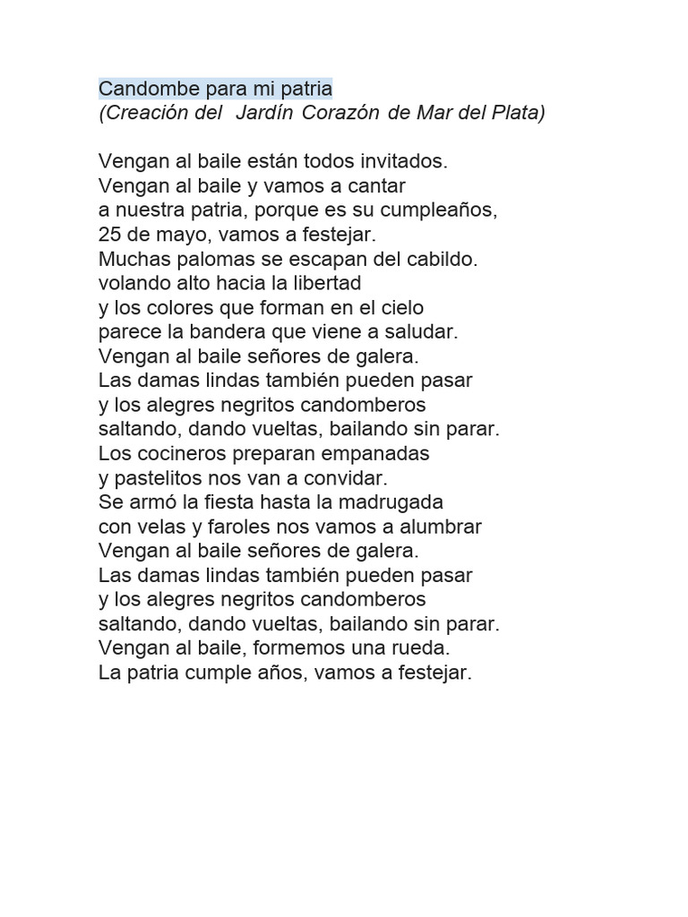 Candombe para Mi Patria | PDF