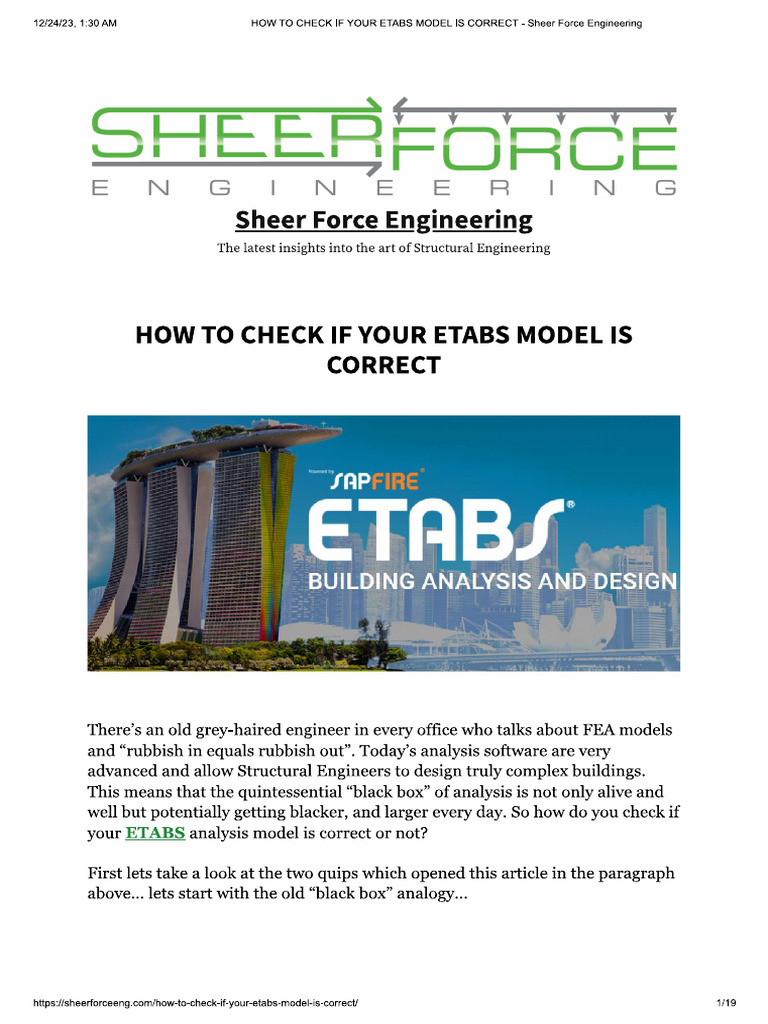 How To Check If Your Etabs Model Is Correct | PDF