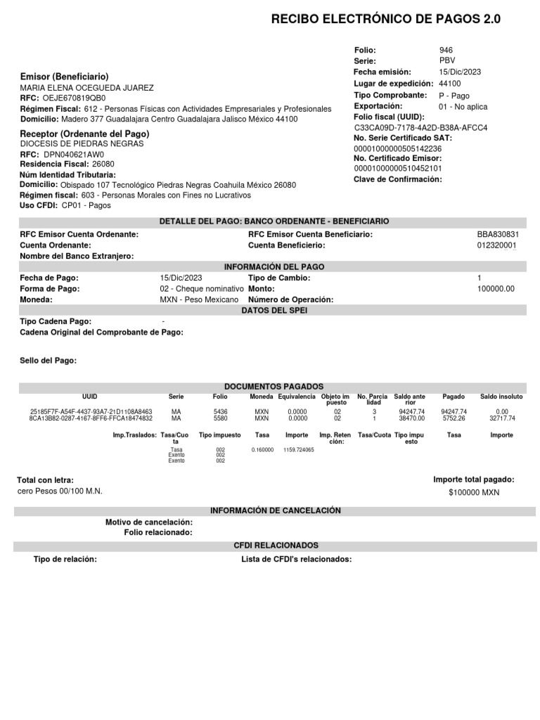 PBV PBV0000000946 | PDF | Peso mexicano | Dinero