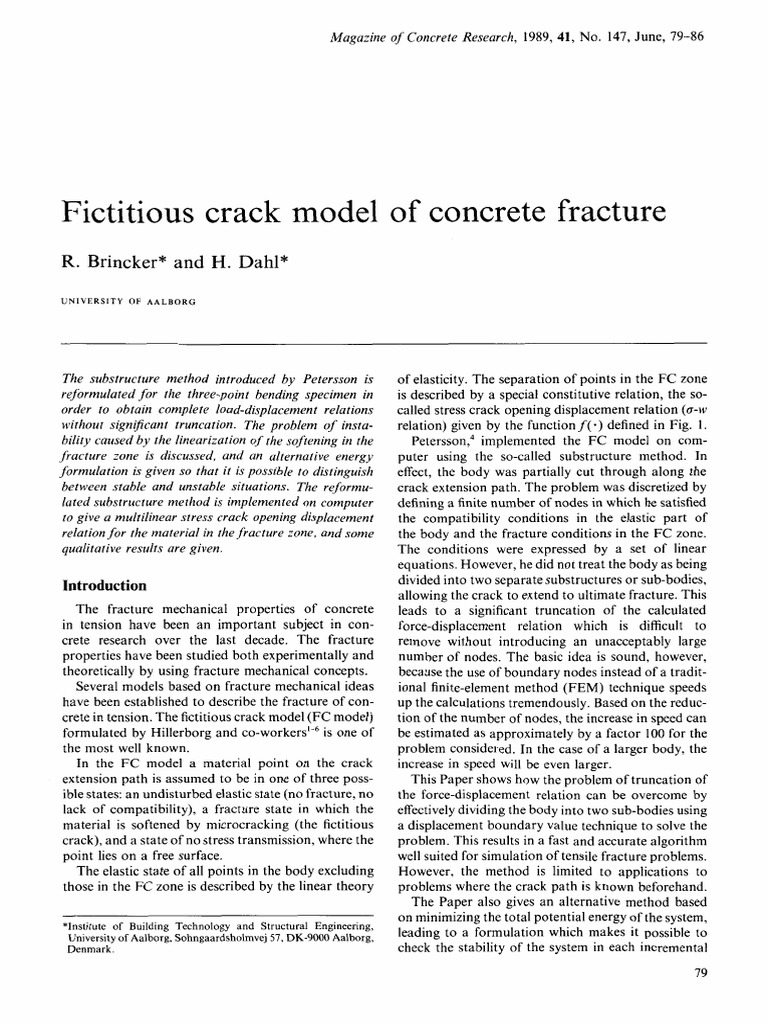 Fictitious Crack Model of Concrete Fracture | PDF | Fracture | Stress ...