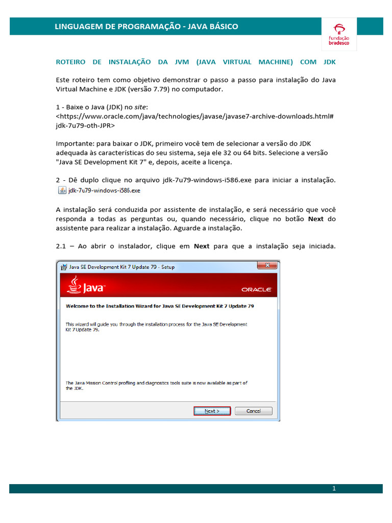 1 Instalacao Da JVM JDK Java | PDF | Java (linguagem de programação ...