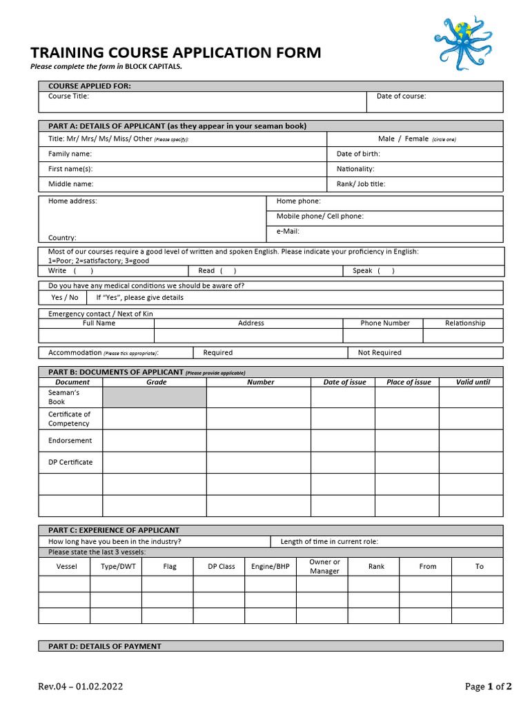 Lerus Training - Application Form | PDF | Payments | Fee