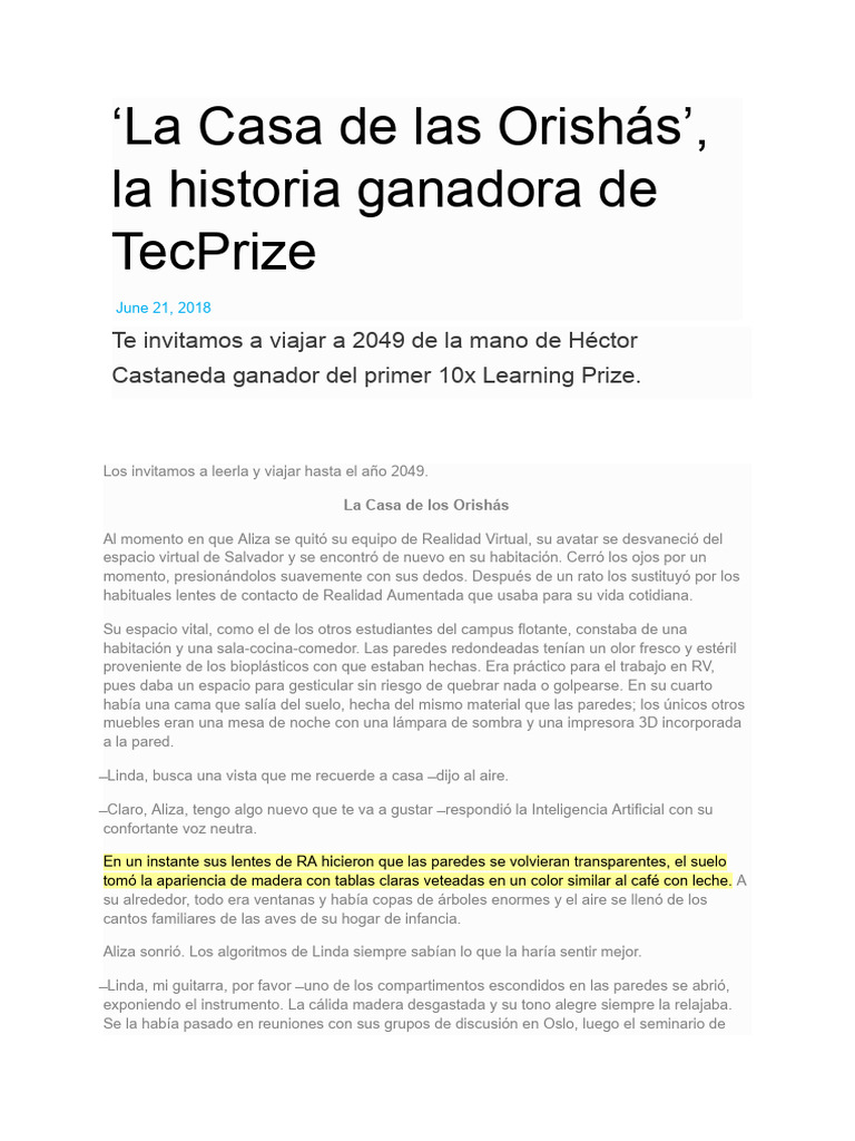 Héctor Castaneda - La Casa de Las Orishás | PDF | Inteligencia ...