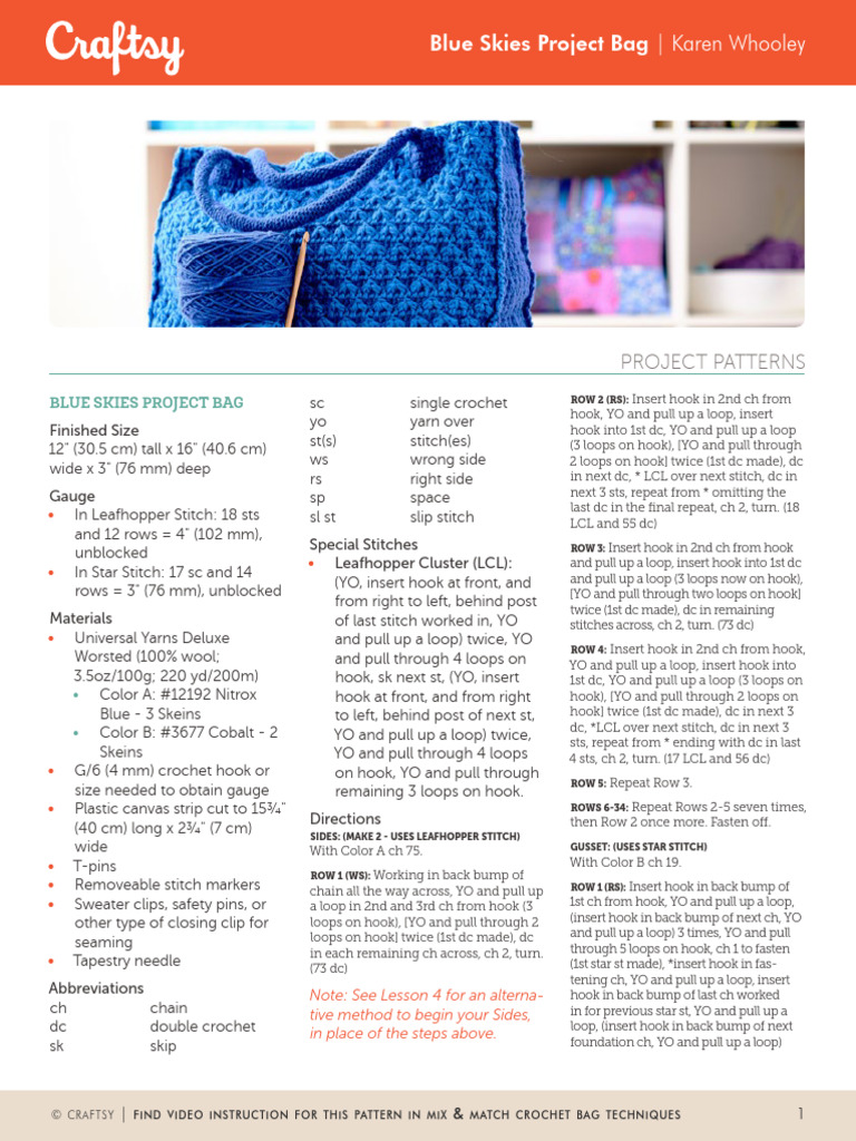 6833 CRO Blue Skies Project Bag Whooley | PDF | Crochet | Textile Arts