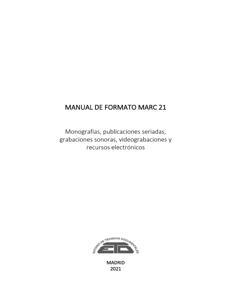 Indice Formato MARC 21 2021 | PDF
