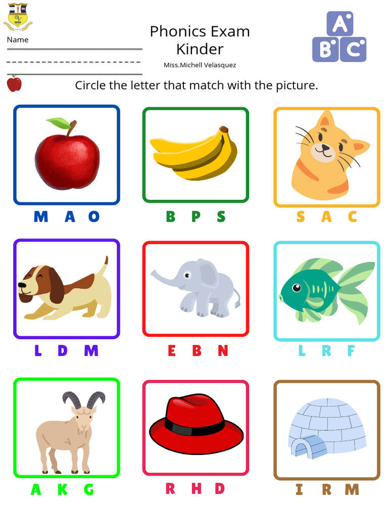 Phonics Exam Kinder | PDF