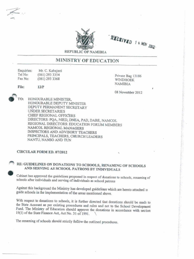 Circular School Renaming Donations And Patrons Pdf