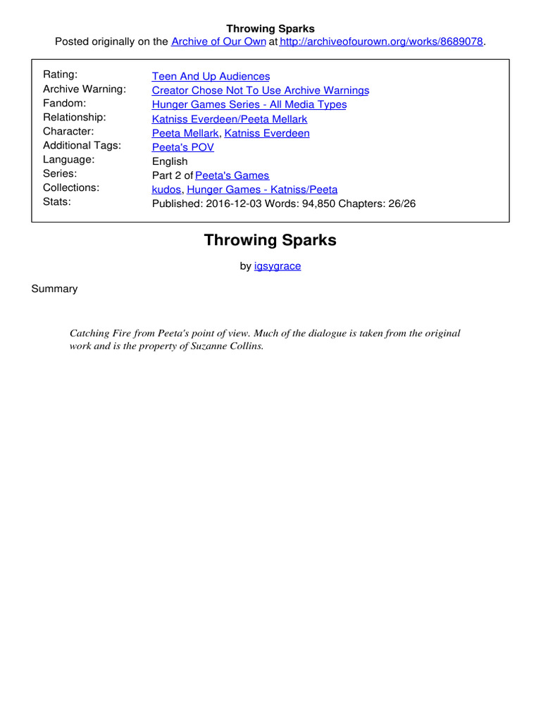 Throwing Sparks | PDF | The Hunger Games