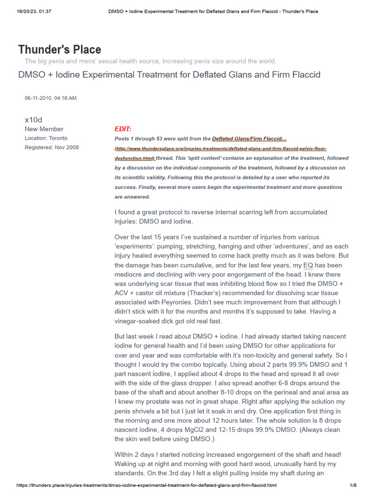 DMSO + Iodine Experimental Treatment For Deflated Glans and Firm ...