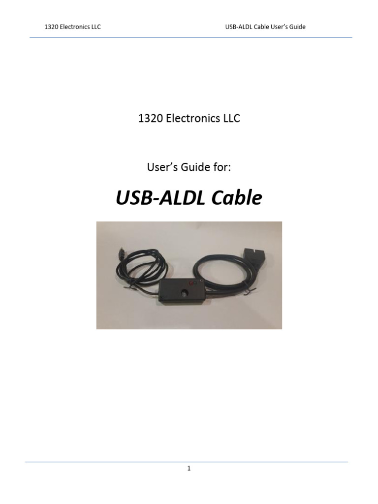 USB-ALDL Cable User Guide | PDF | Installation (Computer Programs) | Usb