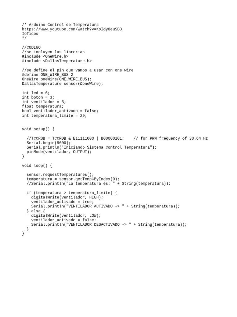 Arduino Control de Temperatura | PDF