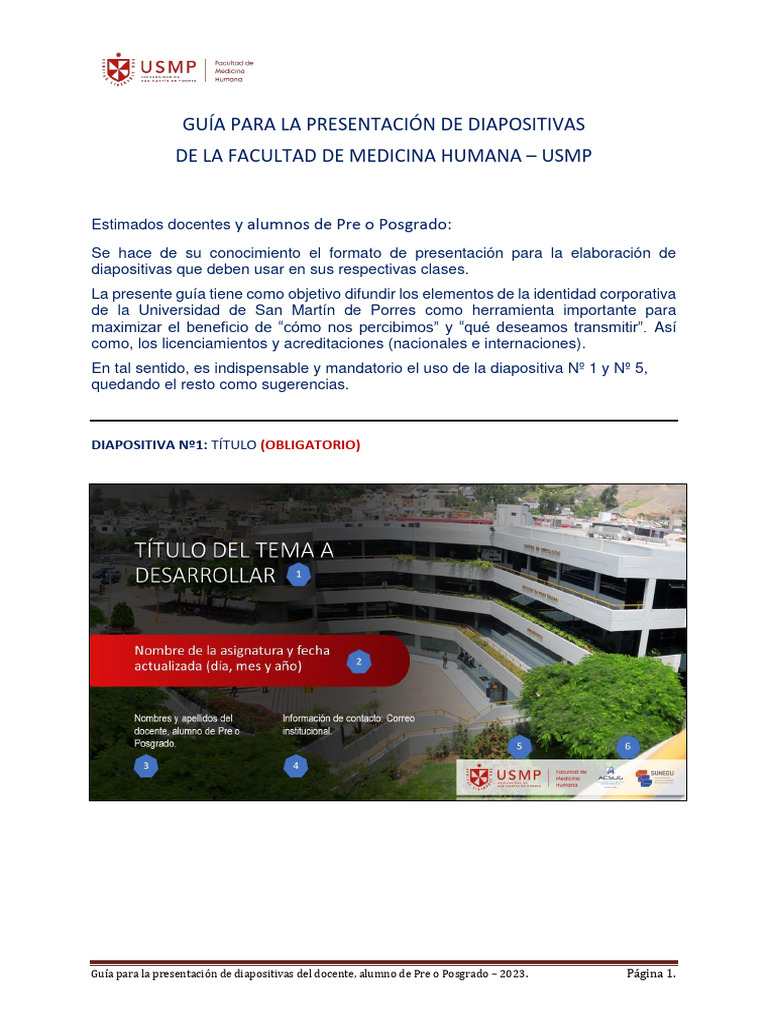 Guia para Presentacion Diapositivas para Docente Alumno de Pre o Posgrado | PDF