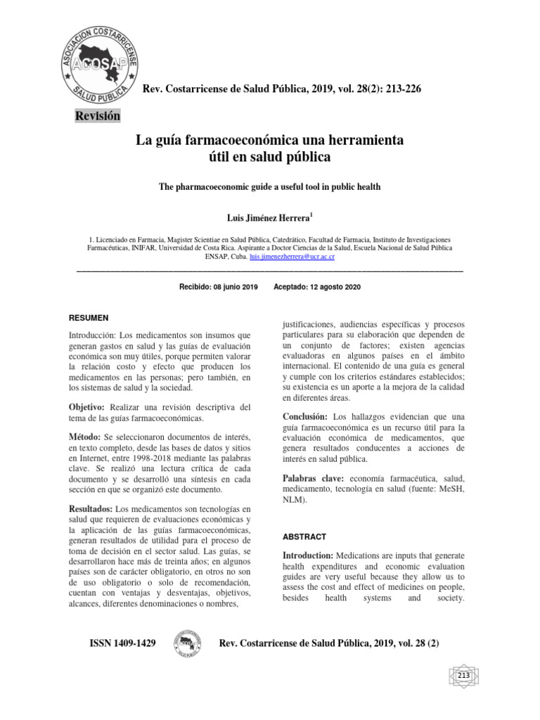 L3 La Guia Farmacoeconomica Una Herramienta Util En S Pdf Economía De La Salud Farmacia