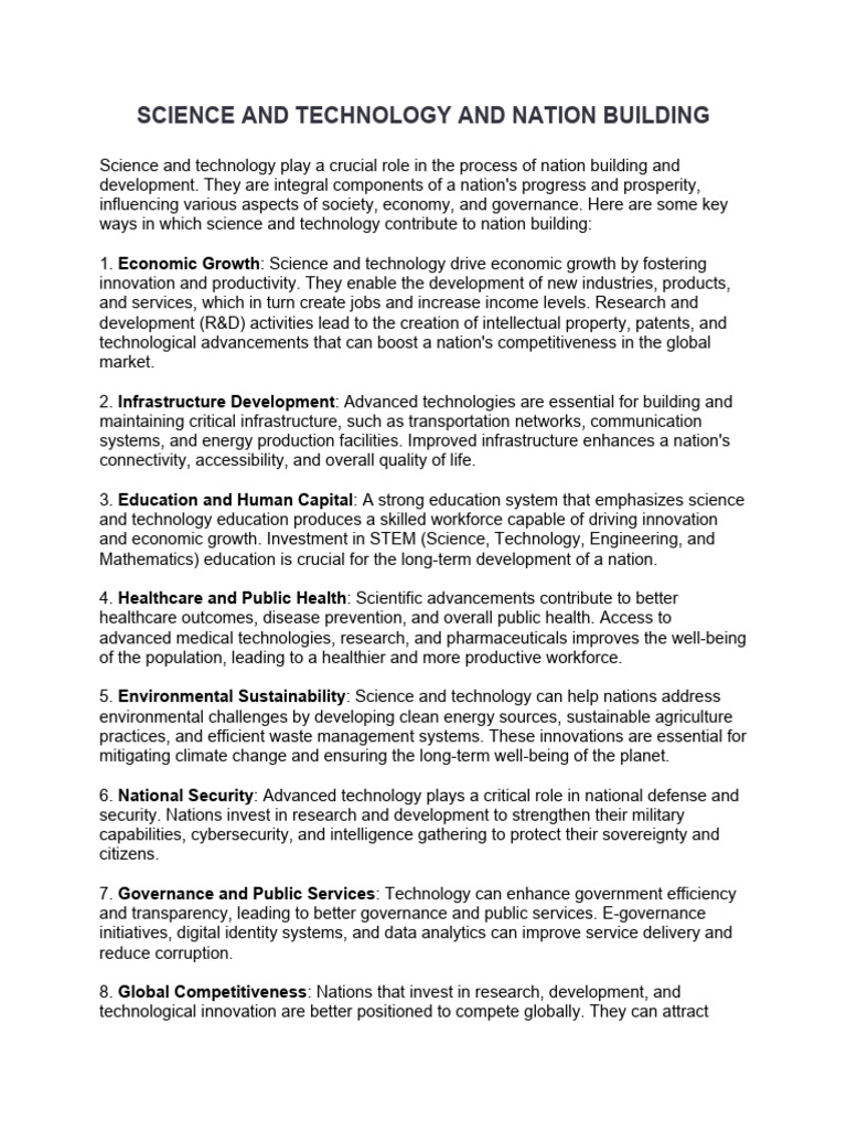 Science and Technology and Nation Building | PDF | Economic Growth ...