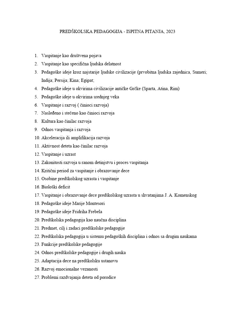 Ispitna Pitanja 2023 | PDF