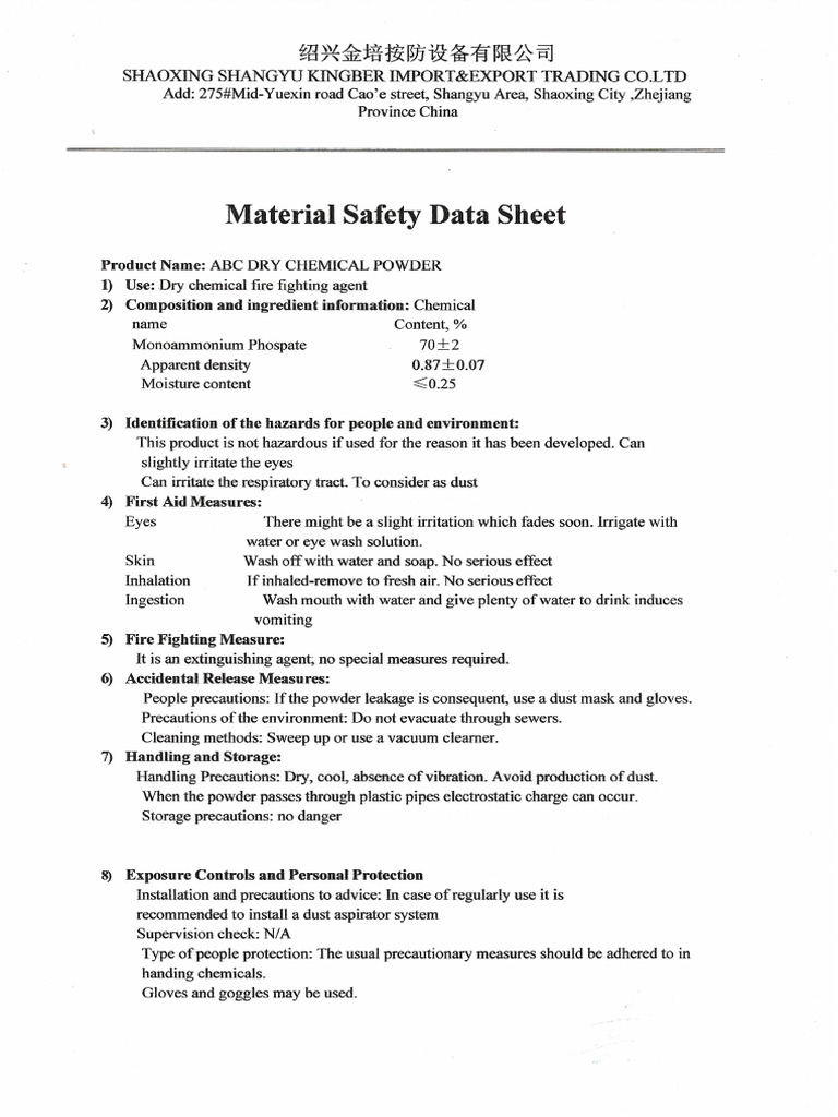 MSDS ABC Powder 70% - Tonata Indonesia | PDF