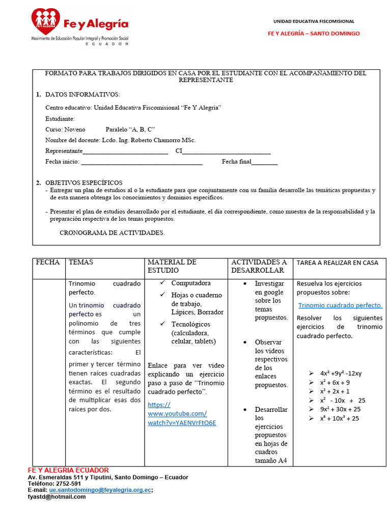 Plan de Estudios 9no | PDF