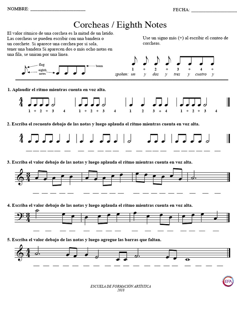 13 Corcheas - Eighth Notes | PDF | Notación musical | Formas musicales