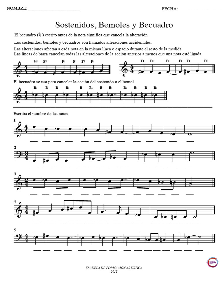 27 Sostenidos - Bemols y Becuadros | PDF | Composiciones Musicales | Notación musical