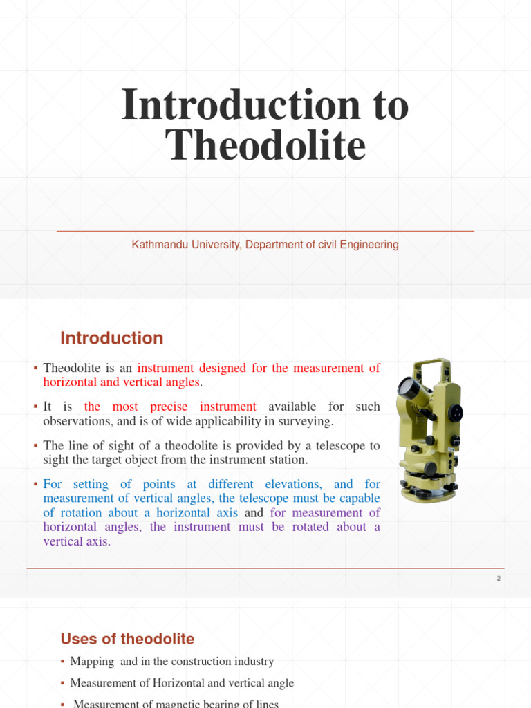 Chapter 8 Introduction To Theodolite-1 | PDF | Angle | Surveying