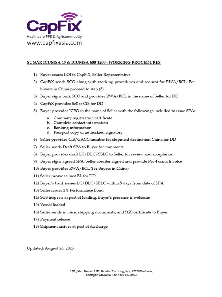 CapFiX TOTS Sugar Working Procedures | PDF | Finance & Money Management