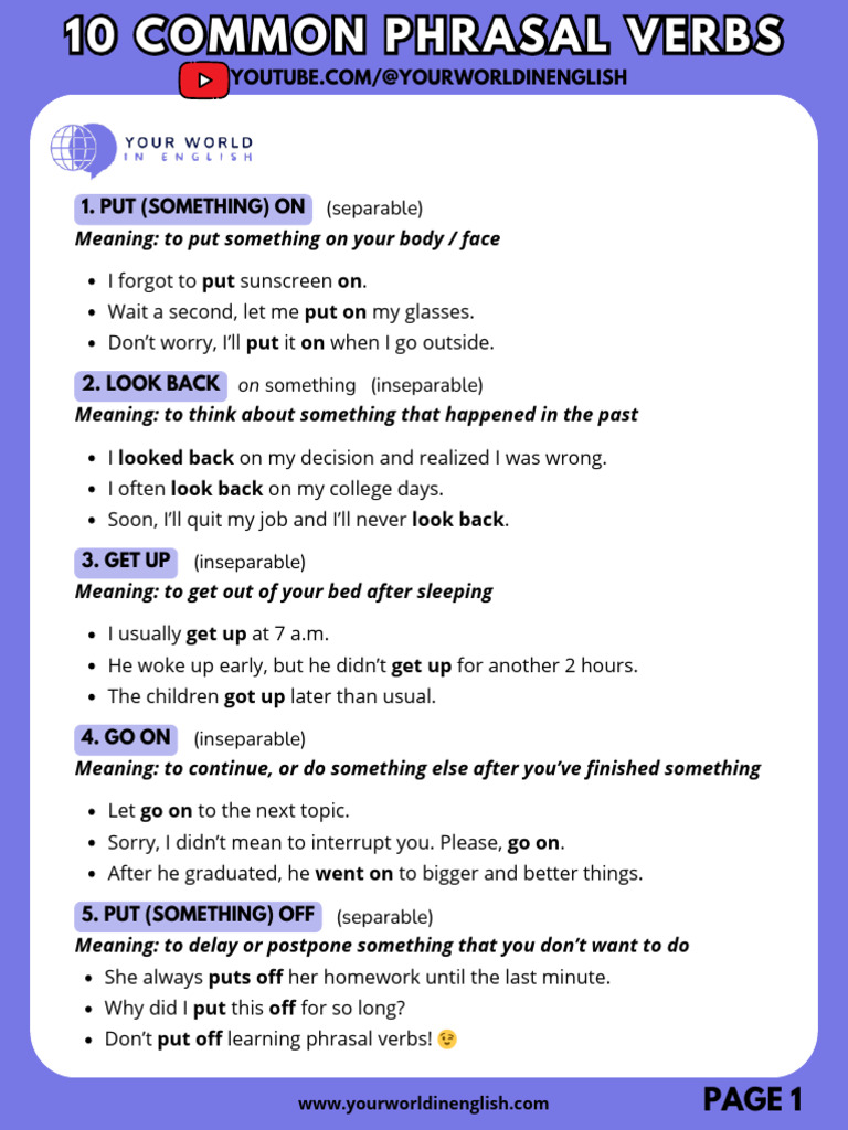 Phrasal Verbs for English Learners | PDF | Language Arts & Discipline