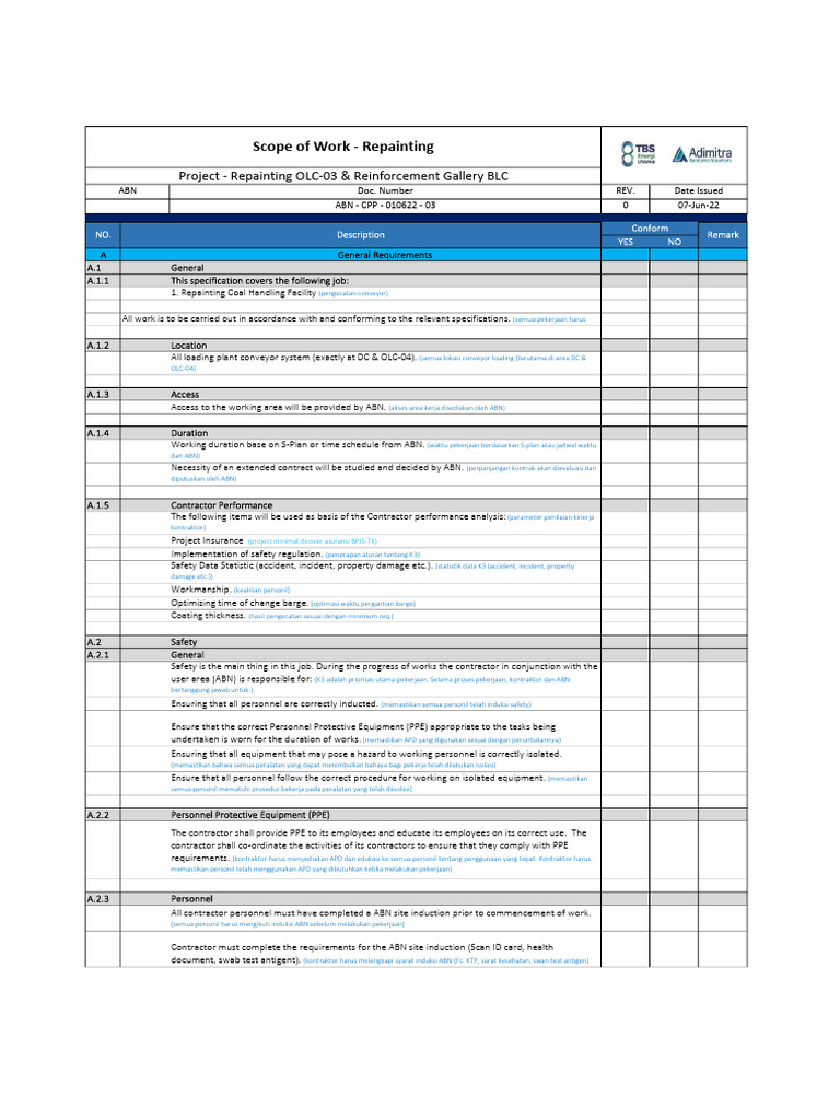 Appendix 1 - Scope of Work | PDF