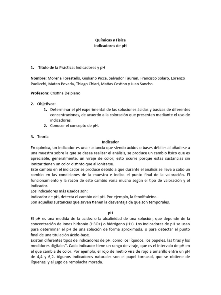Informe de Química. pH-1 | Descargar gratis PDF | Ph | Jabón