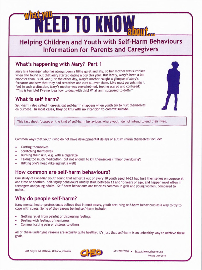 Self Harm What You Need To Know | PDF | Self-Improvement