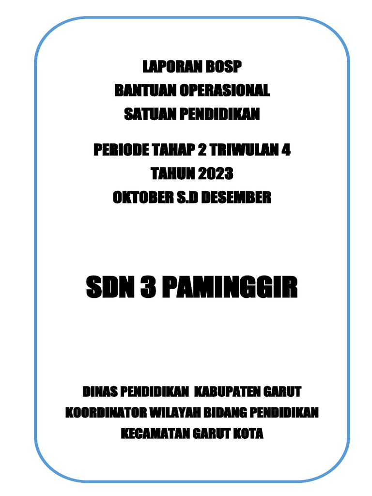 Laporan BOSP SDN 3 Paminggir | PDF | Seni