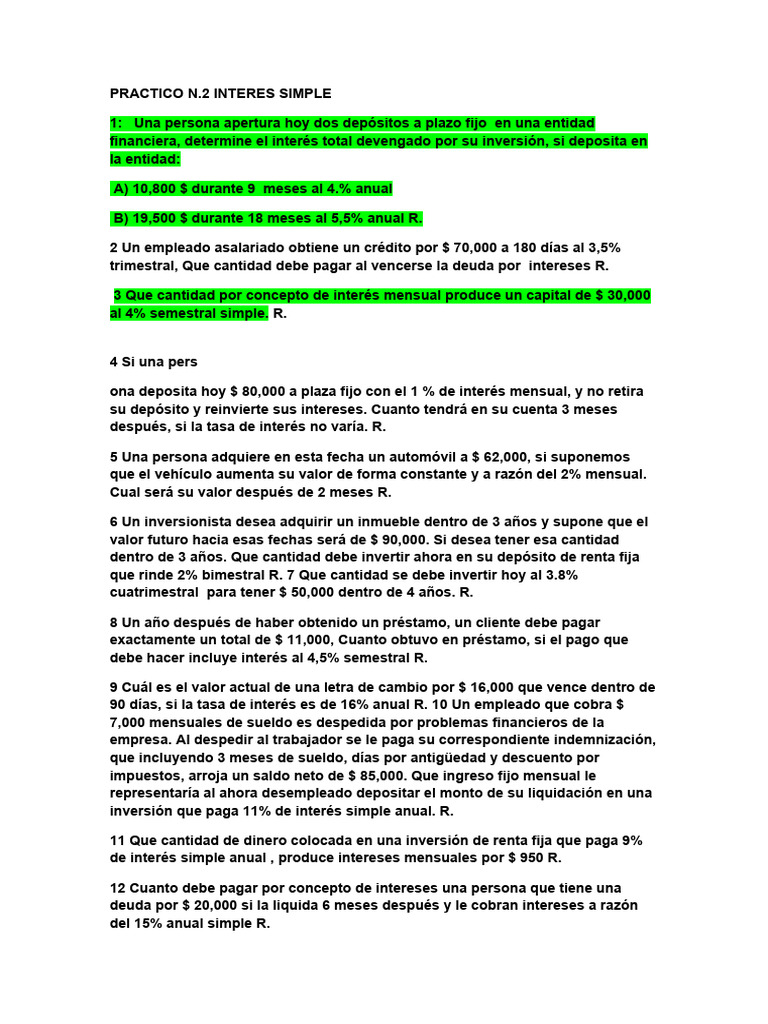 PRESENTAR PRACTICO 2 | PDF | Interés | Tasas de interés