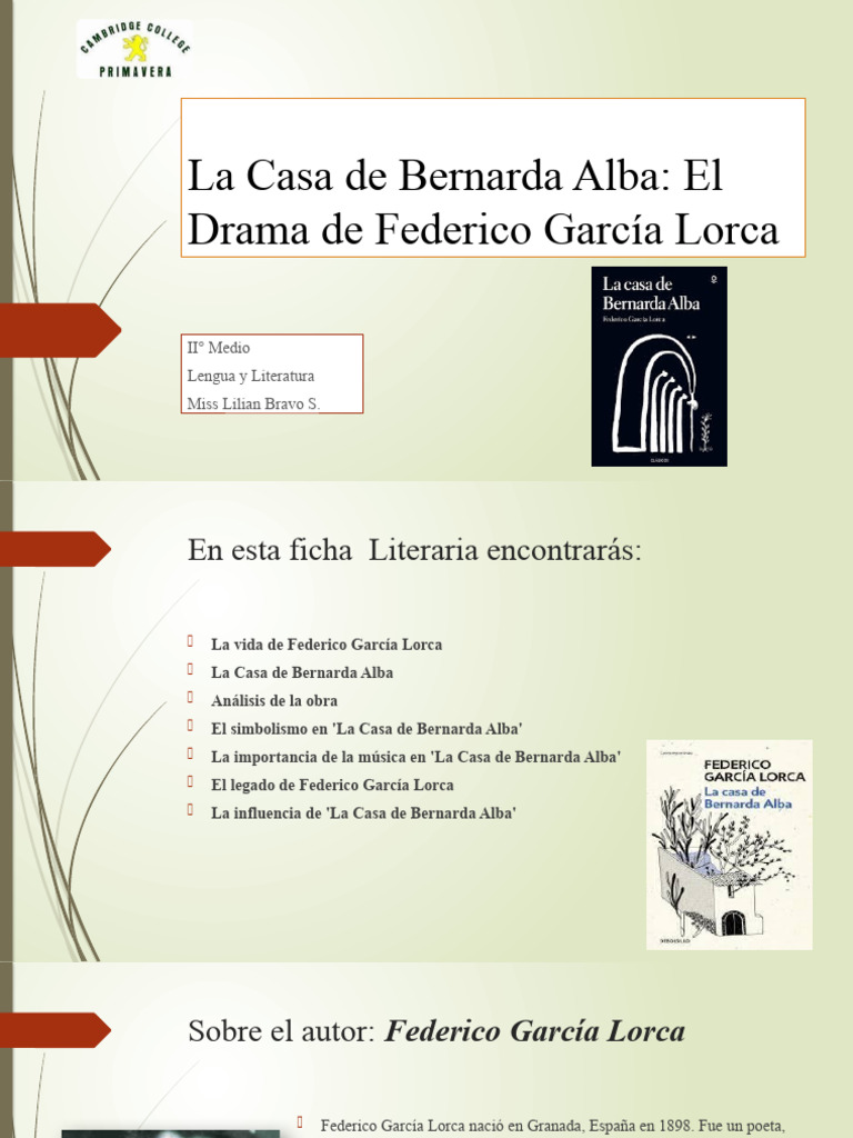 Análisis de 'La Casa de Bernarda Alba' | PDF | Federico García Lorca