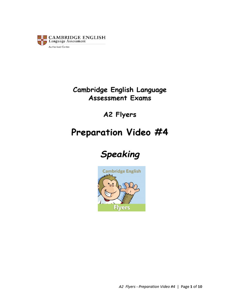 Flyers Prep Course - Class 4 - Speaking | PDF | Question | Linguistics