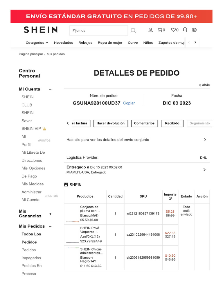 Factura SHEIN | Descargar gratis PDF | Business | Economias