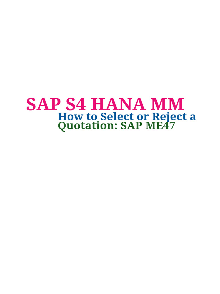 Sap S4 Hana MM-10 | PDF
