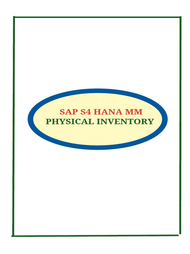 SAP S4 HANA MM - Physical Inventory | PDF