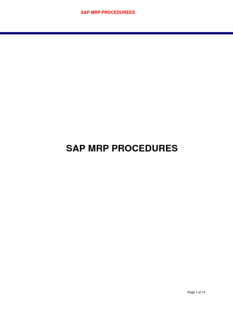 Sap Mrp Procedure | PDF | Forecasting | Supply Chain Management