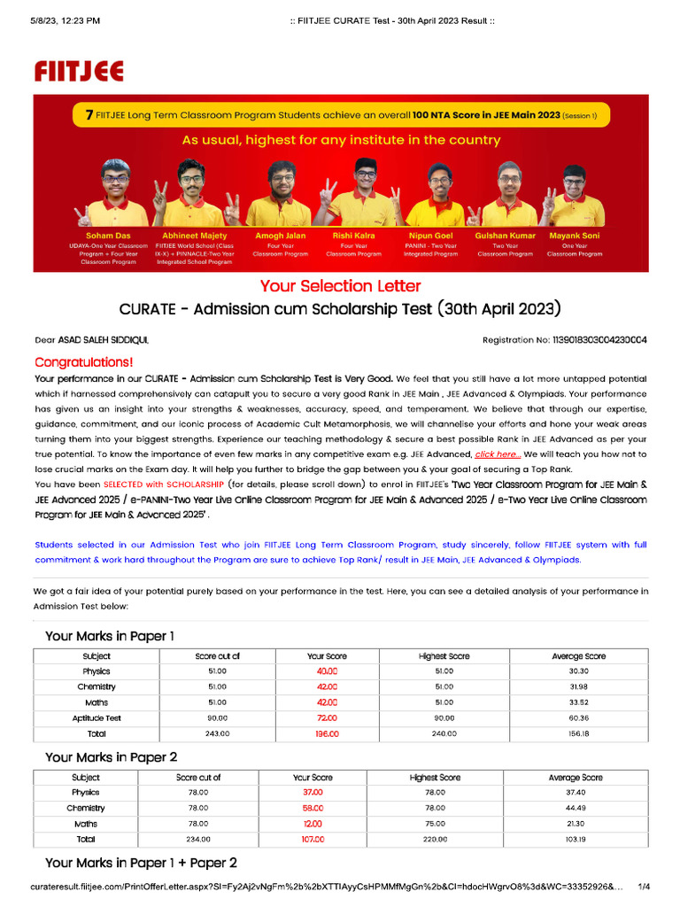 FIITJEE Offer | PDF FIITJEE Offer | PDF